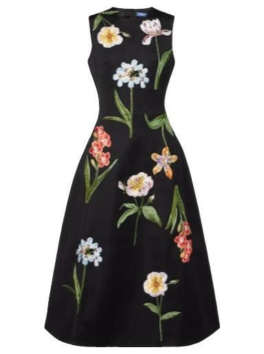 LEO Lin Cleo Floral Midi Dress - Black