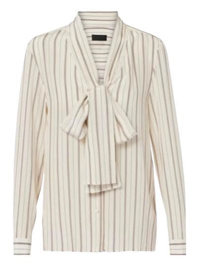 NILI LOTAN Striped Shirt With Ribbon Detail - White