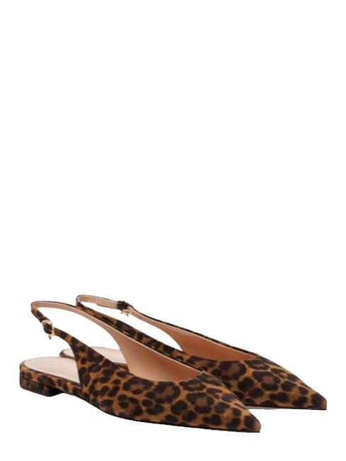 GIANVITO ROSSI Handmade Leopard Print Suede Slingback Flats - Brown