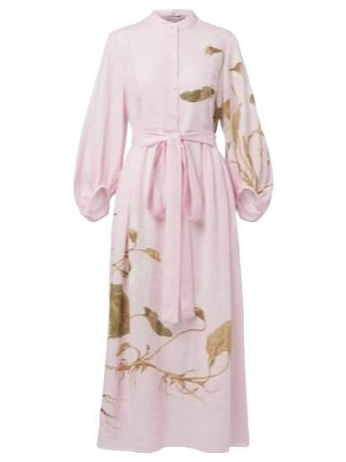 Erdem Printed Linen Midi Dress - Pink
