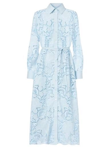Erdem Laser-cut Cotton Shirt Dress - Blue