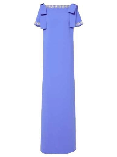 Carolina Herrera Embroidered Bow-detail Crêpe Gown - Blue