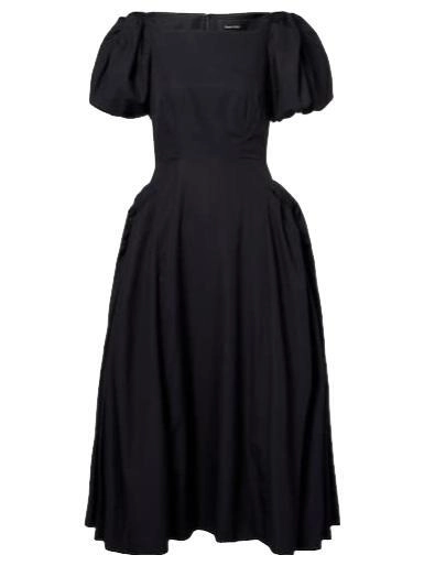 Simone Rocha Puff Sleeve Cotton Poplin Midi Dress - Black