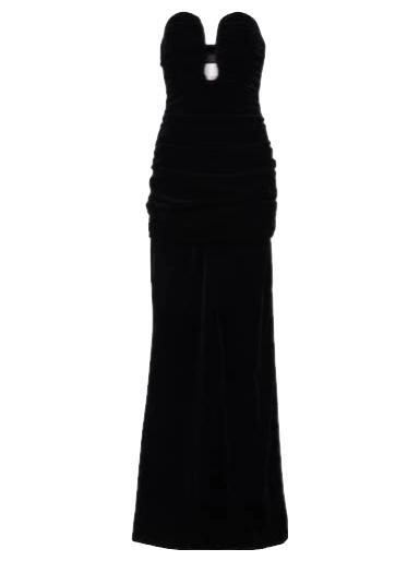 Carolina Herrera Ruched Velvet Bustier Gown - Black
