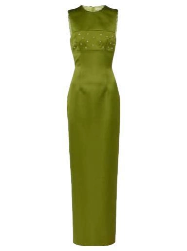 EMILIA WICKSTEAD Amadine Embellished Satin Gown - Green