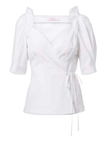 Carolina Herrera Cotton-blend Wrap Top - White