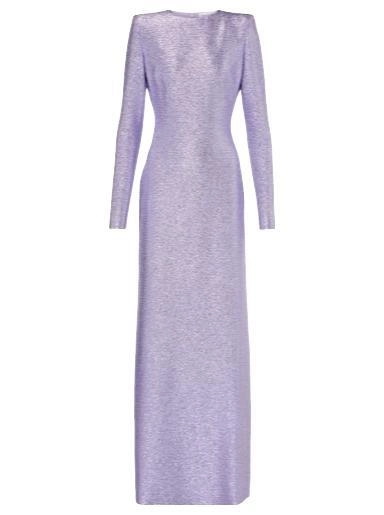 Oscar De La Renta Round Neck Long Sleeve Gown - Purple