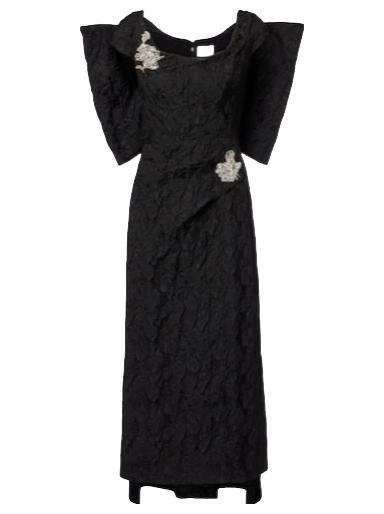 Erdem Embroidered Jacquard Gown - Black