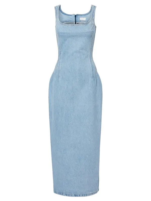 Magda Butrym Denim Midi Dress With Sculpted Shape - Blue