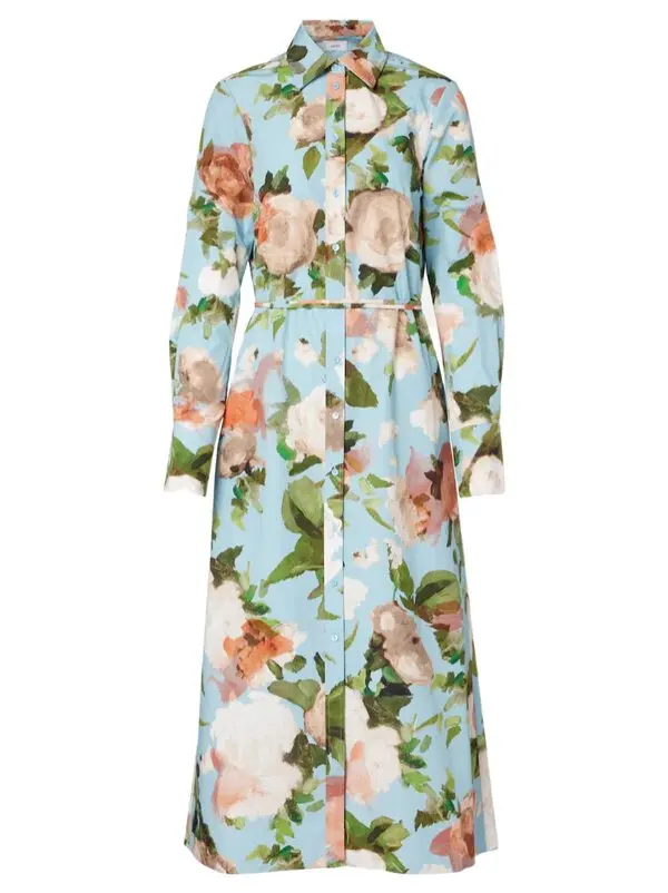 Erdem Floral Print Shirt Dress - Blue
