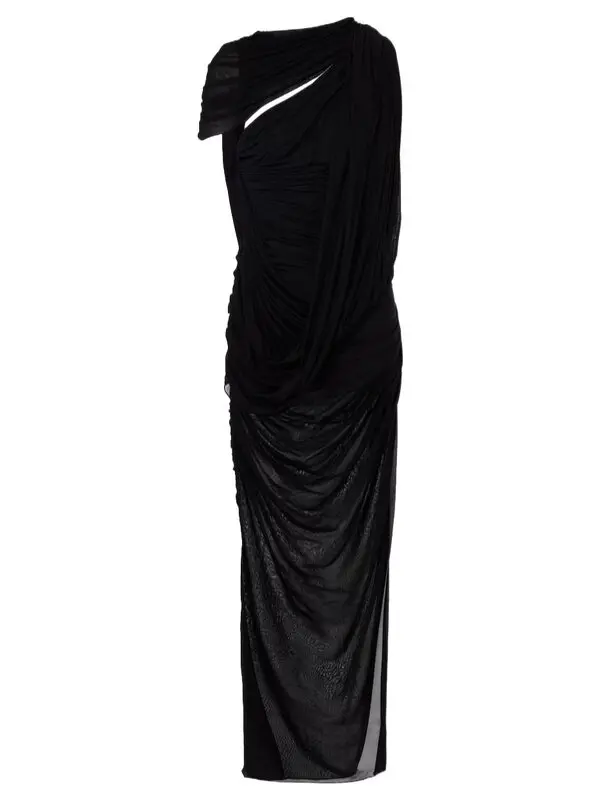 MUGLER Draped Back Knit Maxi Dress - Black