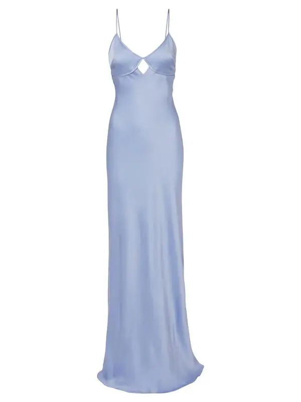 Victoria Beckham Cutout Satin Gown - Blue