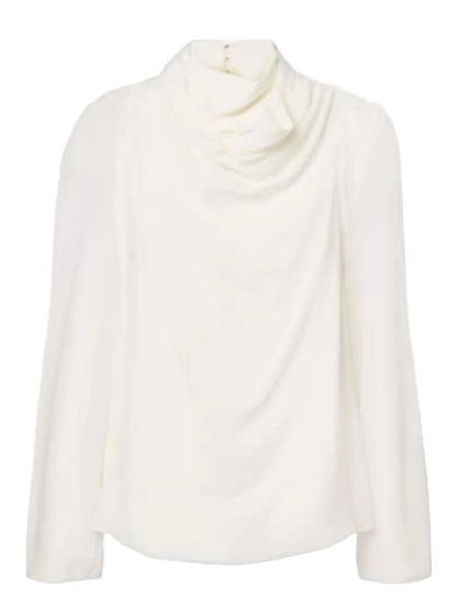 Altuzarra Cara Draped High-neck Silk Top - White