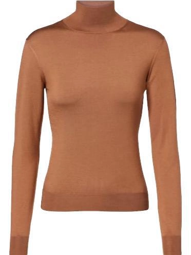 Ralph Lauren Silk-blend Jersey High Neck Sweater - Brown