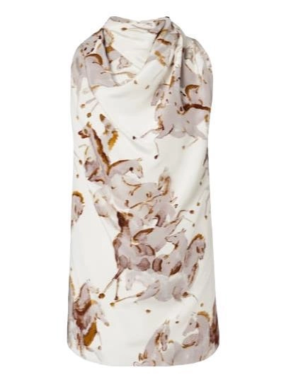 Altuzarra Draped High Neck Silk Top - White