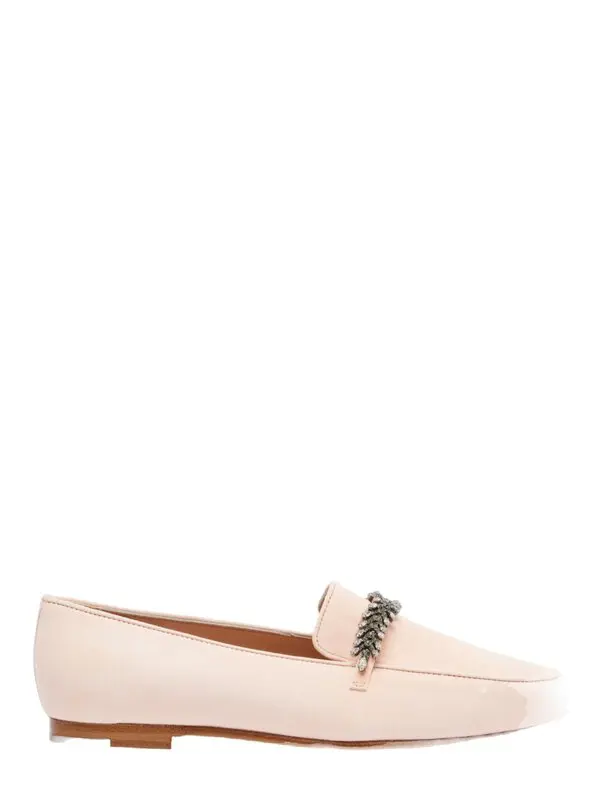 Manolo Blahnik Pisufa Embellished Suede Loafers - Nude