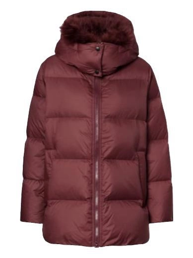 YVES SALOMON Quilted Down Hooded Jacket - Red