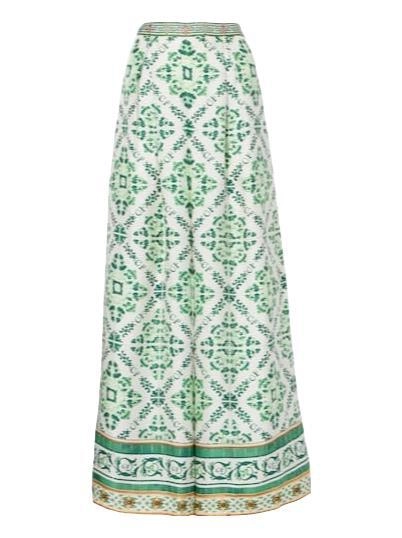 Camilla Printed Silk Palazzo Pants - Green