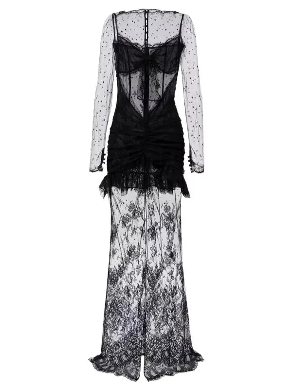 Alessandra Rich Sheer Lace Gown - Black