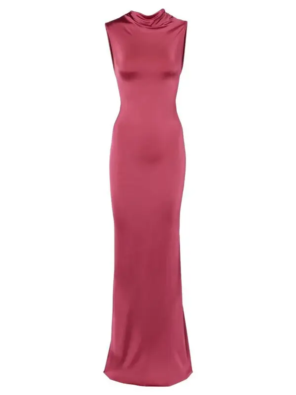 Victoria Beckham Sleeveless Draped Jersey Gown - Cherry Powder