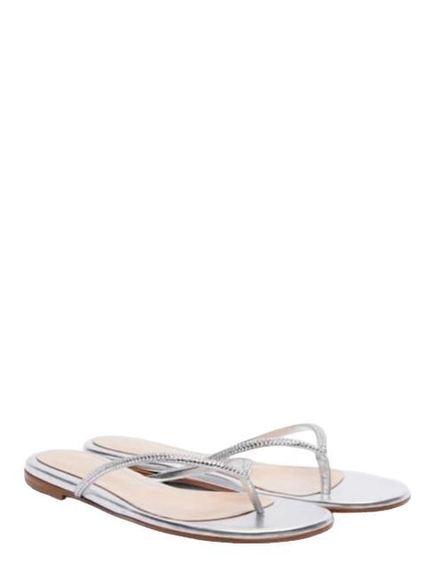 GIANVITO ROSSI India Metallic Leather Thong Sandals - White