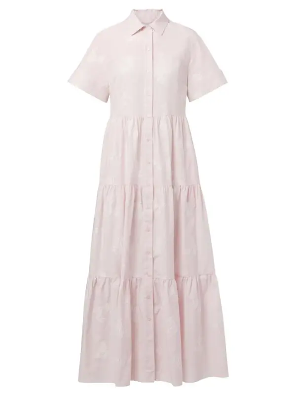Erdem Embroidered Tiered Shirt Dress - Pink
