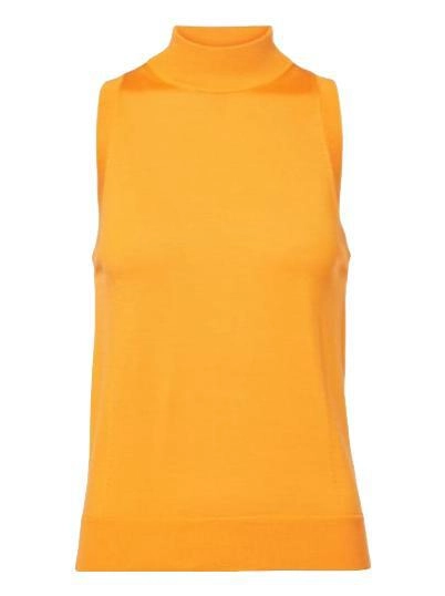 Carolina Herrera Knitted Silk And Cotton Sleeveless Turtleneck Top - Yellow