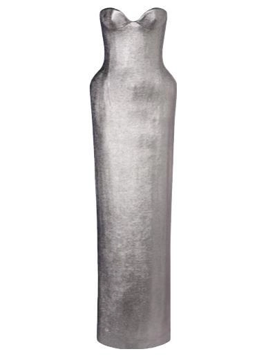 Magda Butrym Strapless Corset Dress With Sweetheart Neckline And Open Back - Silver