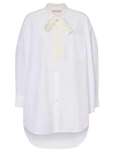Marni Cotton Tie-neck Shirt Dress - White