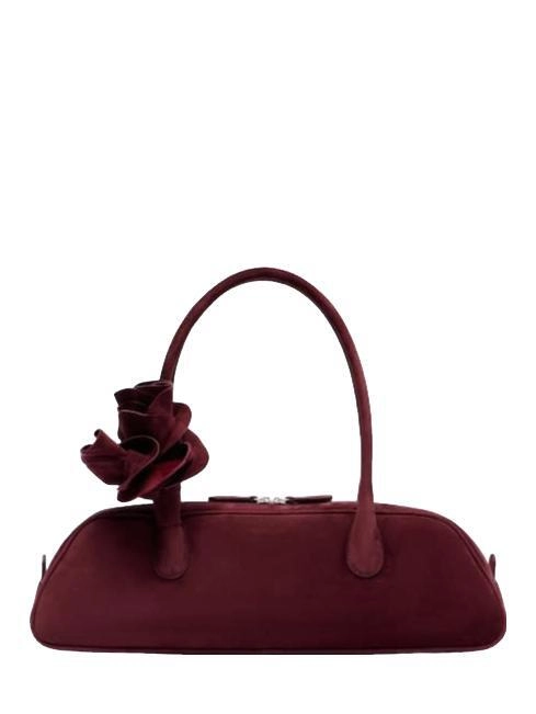 Magda Butrym Brigitte Suede Shoulder Bag With Rose Detail - Brown
