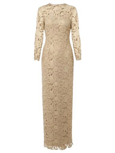 Oscar De La Renta Floral Lace Gown - Nude