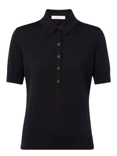 Carolina Herrera Silk And Cotton-blend Polo Shirt - Black
