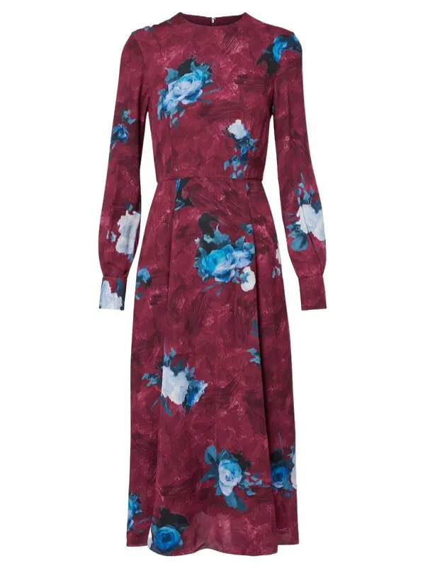 Erdem Floral Crêpe Midi Dress - Red