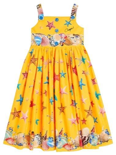 Dolce & Gabbana Capri Printed Cotton Poplin Dress - Yellow