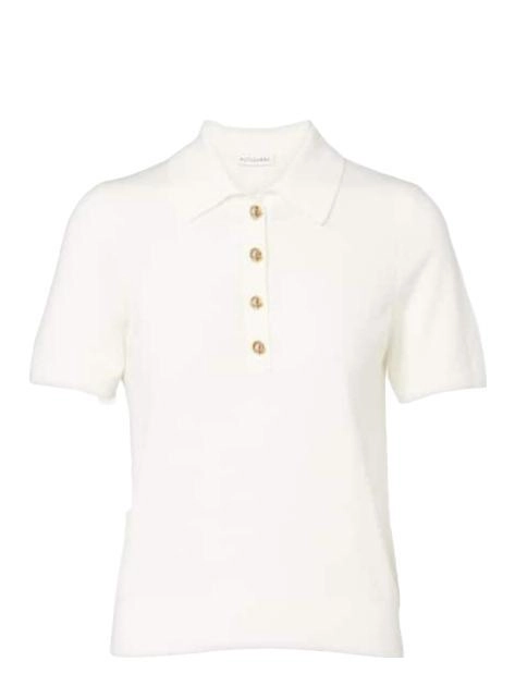 Altuzarra Nemo Wool-blend Polo Shirt With Metal Knot Buttons - White
