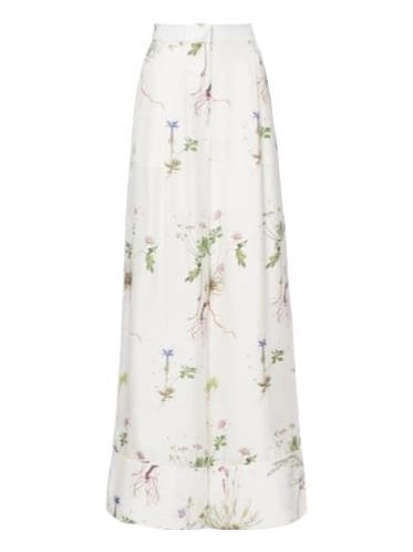 Erdem Floral Printed Silk Wide-leg Pants - White