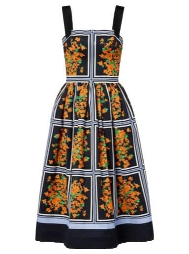 Carolina Herrera Printed Midi Dress - Black
