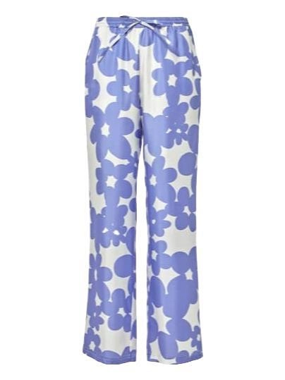 Marni Floral Silk Wide-leg Trousers - Blue