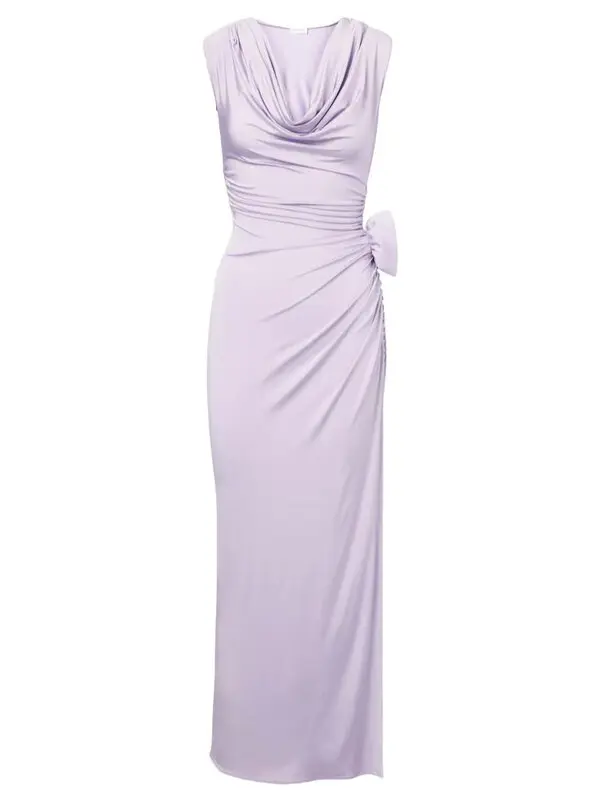 Magda Butrym Sleeveless Draped Floral Appliqué Maxi Dress - Purple