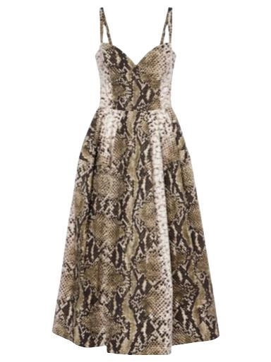 Oscar De La Renta Snake-effect Cotton-blend Sweetheart Gown - Multicolor
