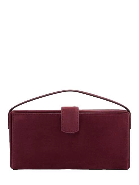 Magda Butrym Apolonia Suede Clutch With Flower Charm - Brown