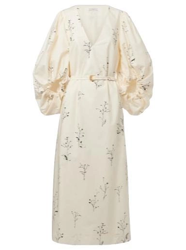 Altuzarra Corrie Belted Floral Cotton Midi Dress - White