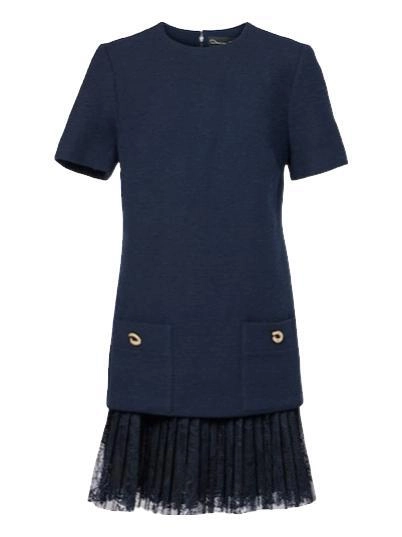 Oscar De La Renta Tweed And Lace Minidress - Black