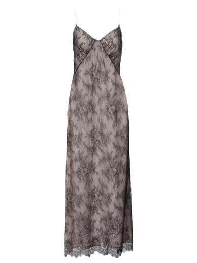 Blumarine V-neck Lace Midi Slip Dress - Gray