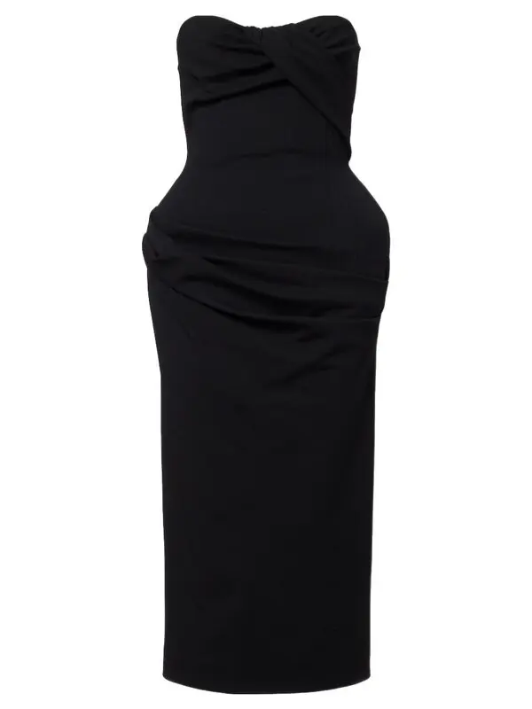 Magda Butrym Draped Strapless Midi Dress - Black