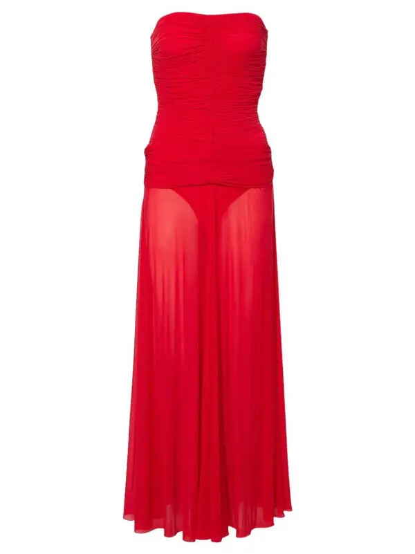 Magda Butrym Sleeveless Ruched Gown - Red