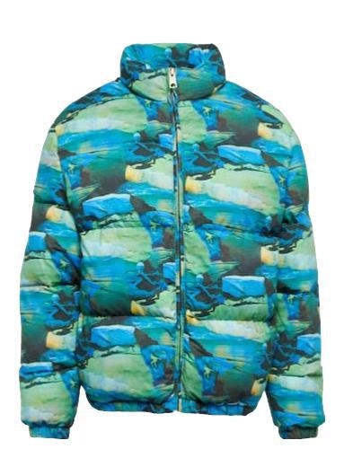 ERL Quilted Printed Down Jacket - Green