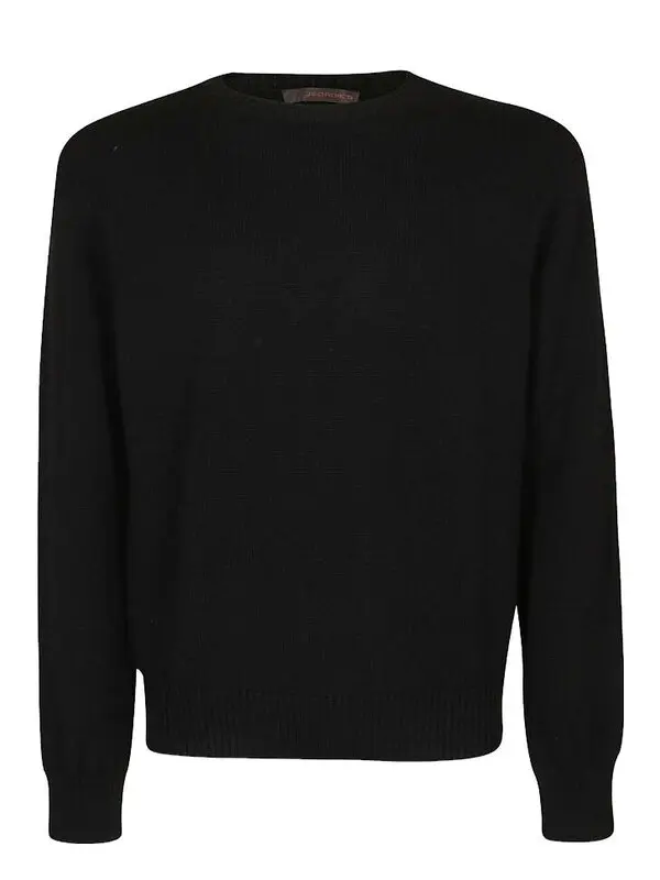 JEORDIE'S Merino Wool Crew Neck Sweater - Black