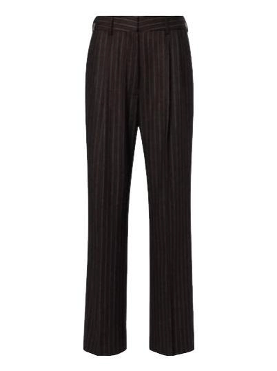 BLAZÉ MILANO Fox Wool And Cashmere Pinstriped Straight Leg Pants - Black