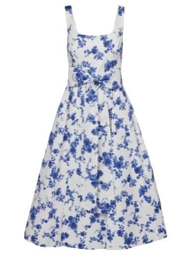 Carolina Herrera Floral Print Midi Dress - Blue